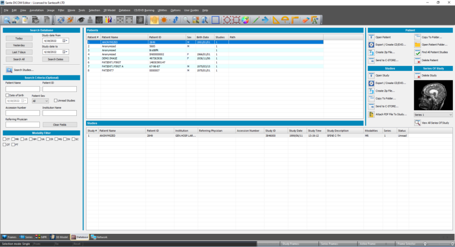 Sante DICOM Editor | The user interface